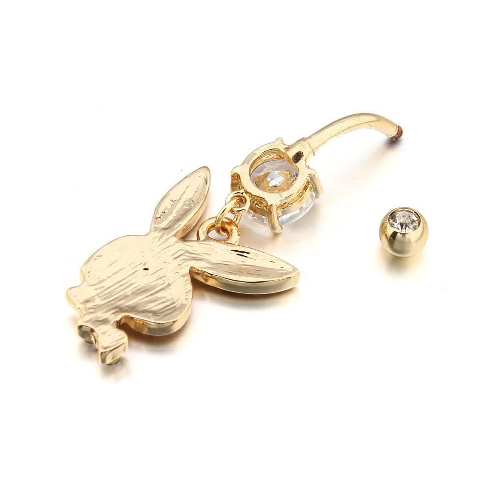 MGQGJY 5PCS Bunny Belly Button Ring Surgical Steel Navel Belly Button Ring Play boy Bunny Dangle Navel Ring For Women Girls
