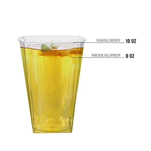 Kaya Clear Square Plastic Cups - 8 oz. (Pack of 14) - Versatile & Elegant Design, Perfect for Parties, Gatherings & Everyday Use