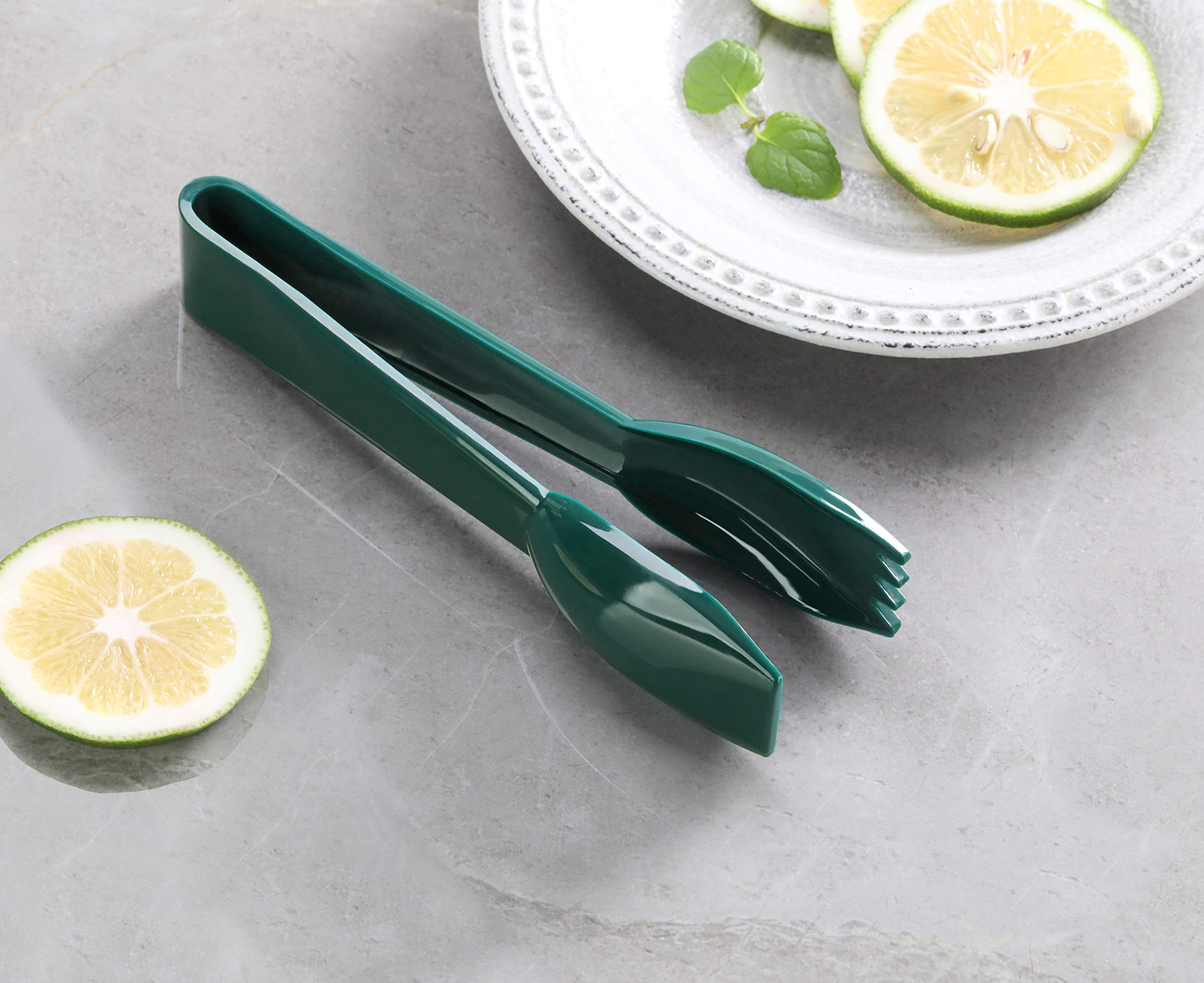 New Star Foodservice 35599 Utility Tong, High Heat Plastic, Straight Edge, 6 Inch, Set of 12, Green