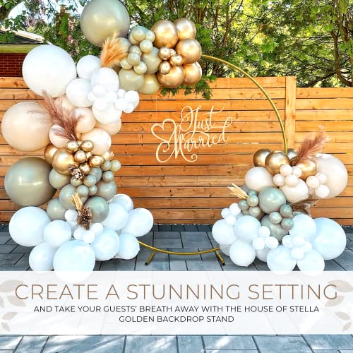 Round Backdrop Stand - 6.6 FT Gold Balloon Arch Stand Round Balloon Arch Frame Set - Durable Circle Metal Frame for Backdrop Storage Bag Rounded Arch Design for Indoor and Outdoor Party Decorations