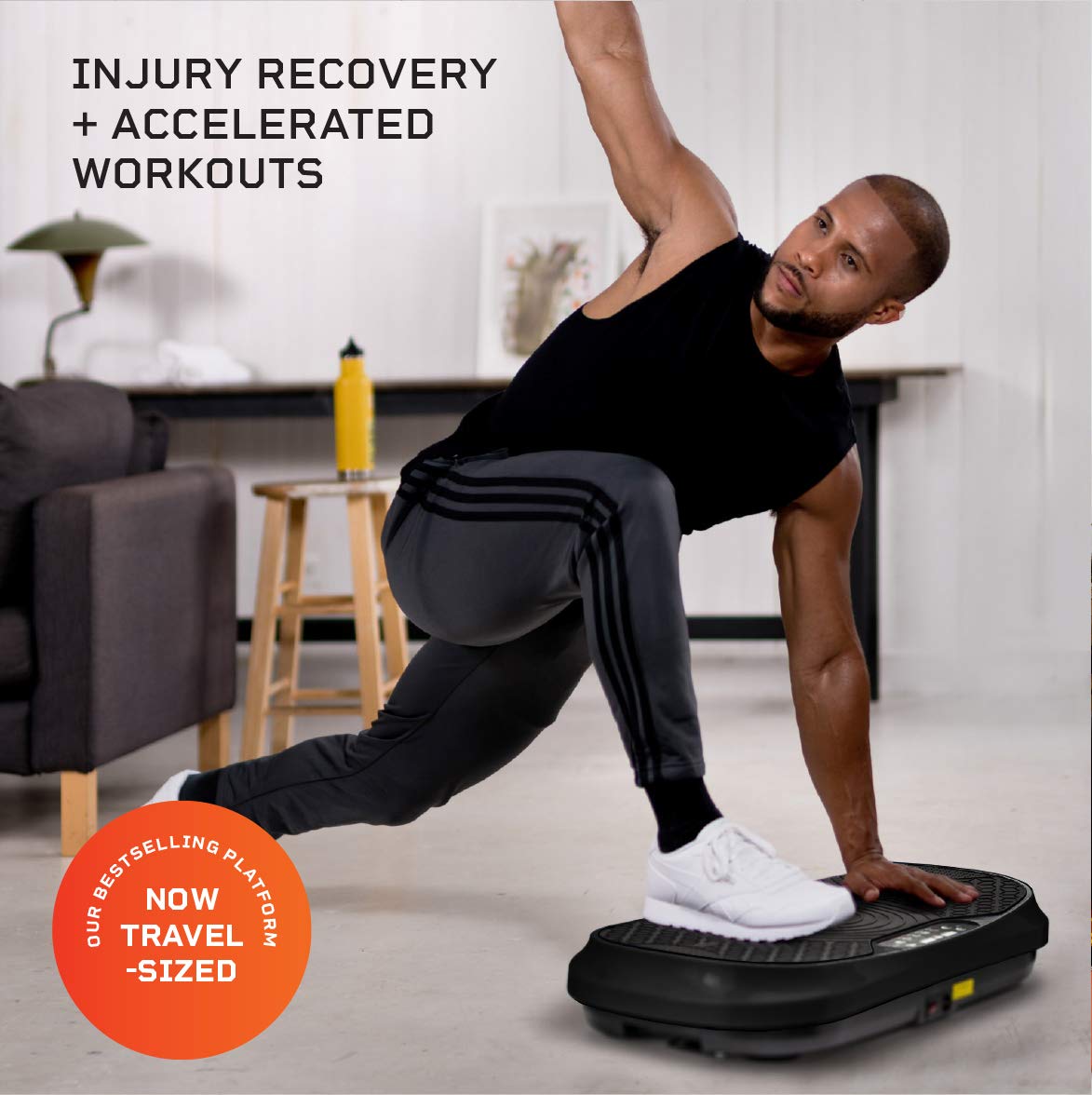 Lifepro Waver Mini Press Vibration Plate Exercise Machine | Portable Vibrating Platform for Whole Body Fitness, Lymphatic Drainage, Weight Loss, Power Push Ups, Pressotherapy | Max User Weight 265 lb