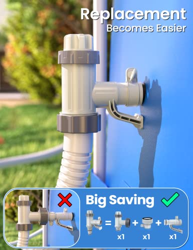 POOLHACKER Pool Plunger Valve Plus for Above Ground Pool- Pool Pipe Holder with Plunger Valve for Pool Parts and Accessories, Shut Off Valve for Above Ground Pool, Replacement for Pool Fittings