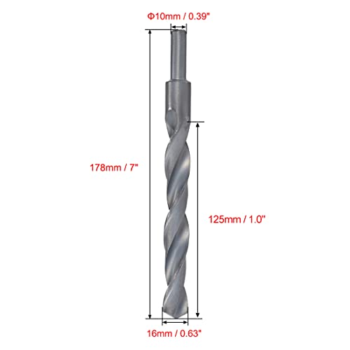 Reduced Shank Twist Drill Bits 16mm High Speed Steel 4241 with 10mm Shank 1 Pcs