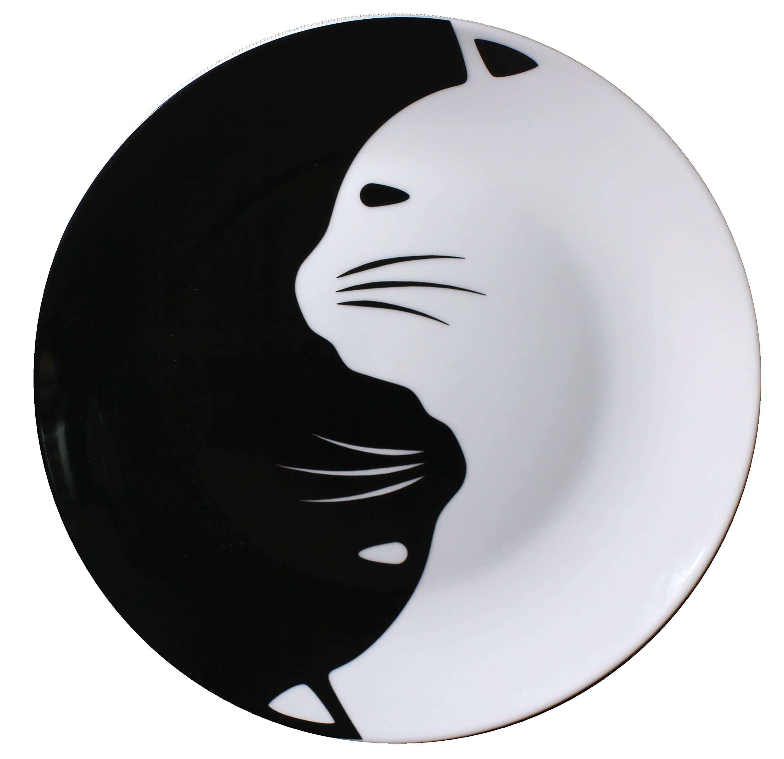 LEADEX Black and White Cat Porcelain Plate Set, Best Gift For Cat Lover (8-inch salad plate set)