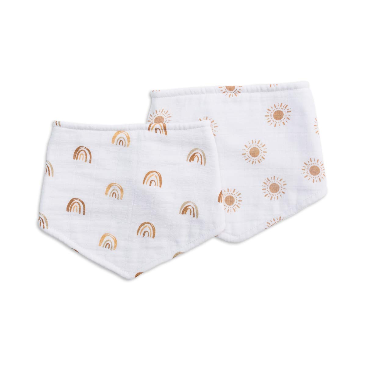 lulujo Soft Cotton Baby Bib, 2 Pack, Rainbows/Suns