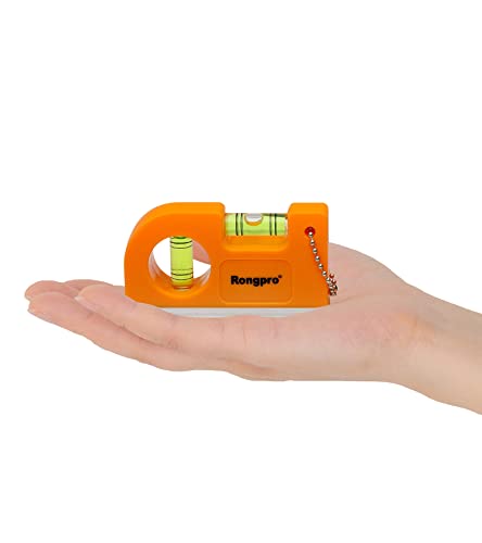 RONGPRO Magnetic Small Pocket Level Tool, Spirit Level Metal Keychain Hook Easy Carry and Storage, Premium Picture Hanging Tool with two Bubble - 2 pack
