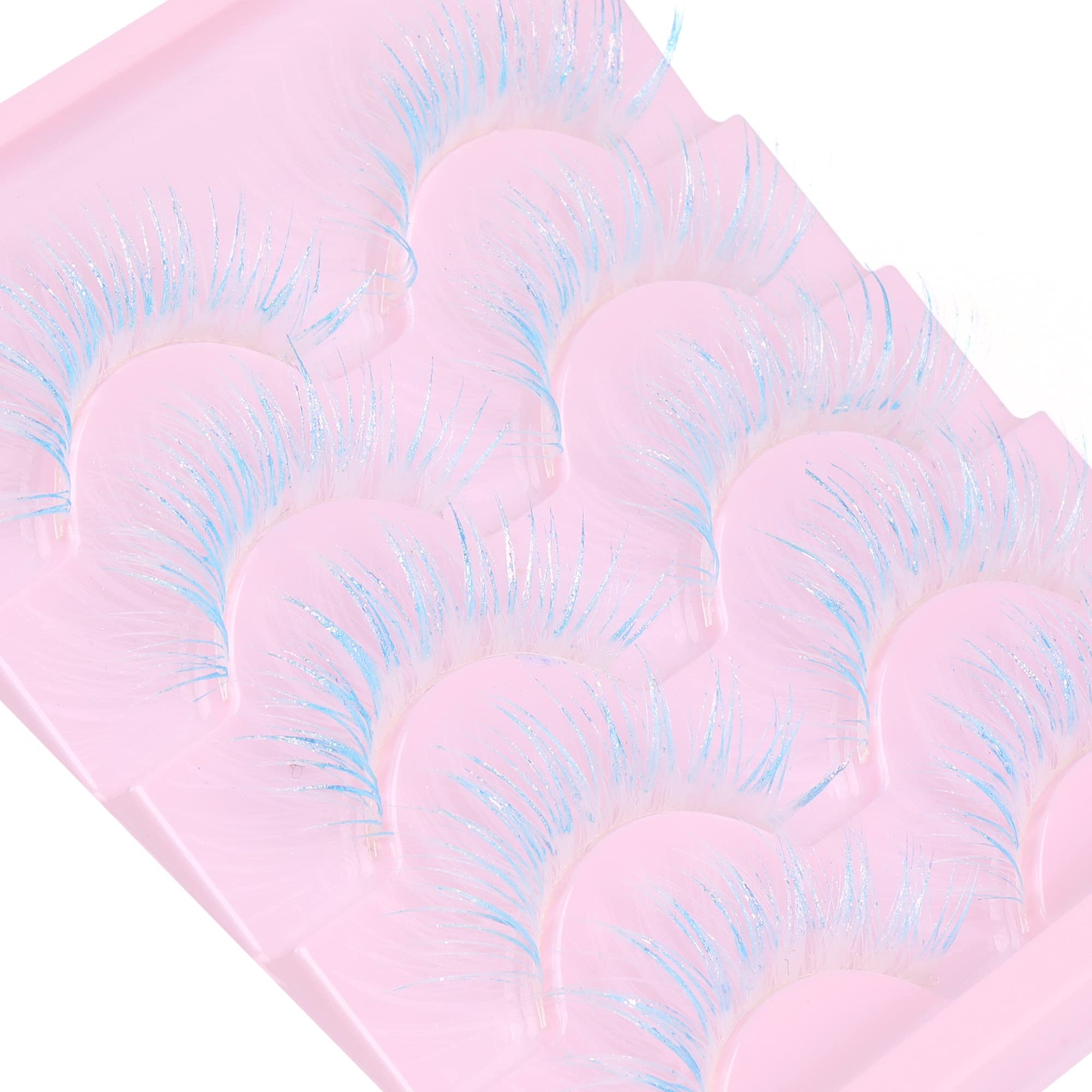 Ruairie White Eyelashes with Laser Silver Colored Lashes False Eyelashes Fluffy Wispy Fake Eyelashes Pack Natural Cat Eye Cosplay False Lashes