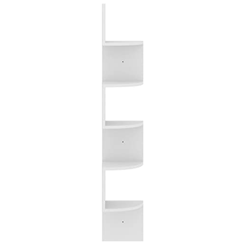 Wall Corner Shelf,Wall Decor,Floating Shelves,Wall Mounted Shelves,Storage Display Shelf,Shelving Rack,for Living Room,Bathroom,Office,White 7.5"x7.5"x48.4" Engineered Wood