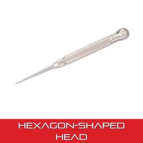 Starrett Steel Pocket Scriber with Hexagon Shape Head - 2-7/8" (72mm) Point Length, 3/8" (9.5mm) Handle Diameter, Knurled and Nickel-Plated Handle - 70B
