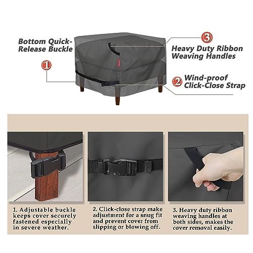 Porch Shield Patio Ottoman Cover - Waterproof Outdoor Square Side Table Covers β 22L x 22W x 18H inch, Black