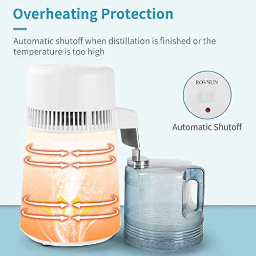 ROVSUN 1.1 Gallon/4L Water Distiller Countertop Distilled Water Machine w/BPA-Free Container & Stainless Steel Interior for Home Use, 750W Distilled Water Maker Purifier, Distilling Pure Water Maker
