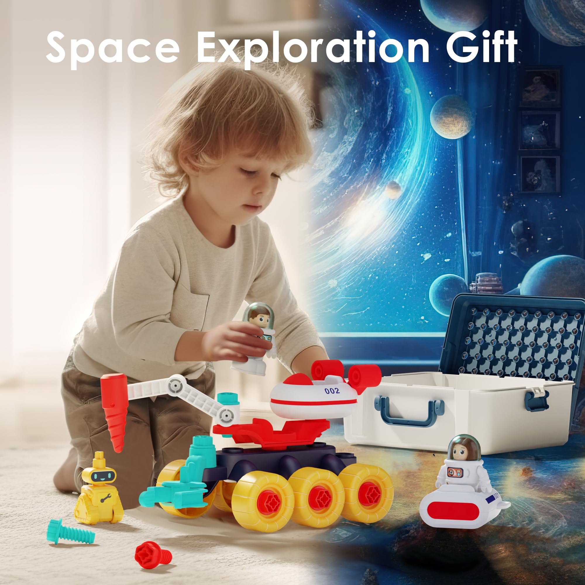 iPlay, iLearn Space Toys Spaceship for Kids 3-5, Boys Space Shuttles W/ Astronauts Robots, Outer Space Building Set, Universe Adventure STEM Science Kit, Learning Gift for 4 6 7 8 Years Old Girl Child