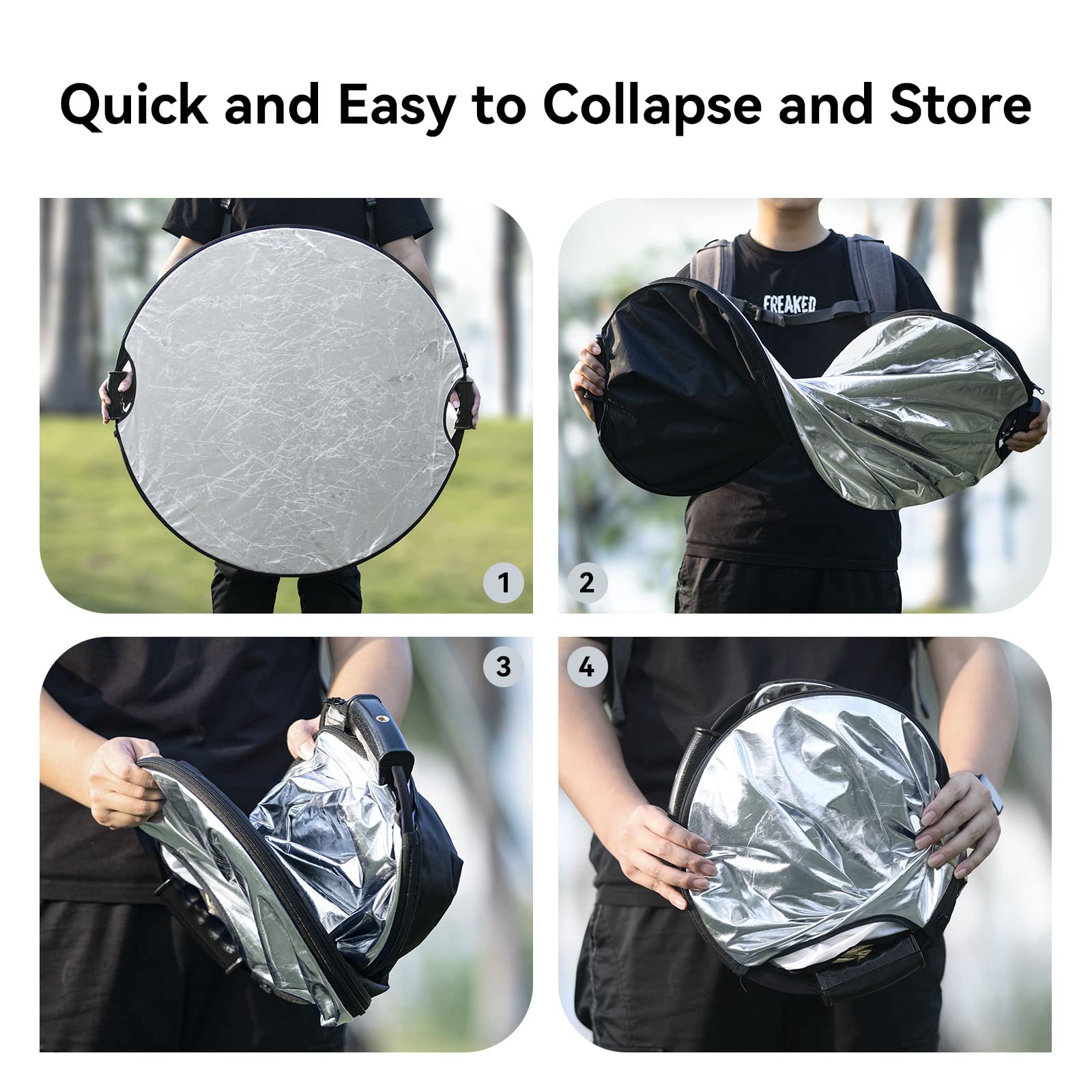SmallRig 32" (80cm) Photography Reflector with Handle 5-in-1 Collapsible Circular Light Reflector, Translucent, Silver, Gold, White and Black, with Carrying Bag - 4129
