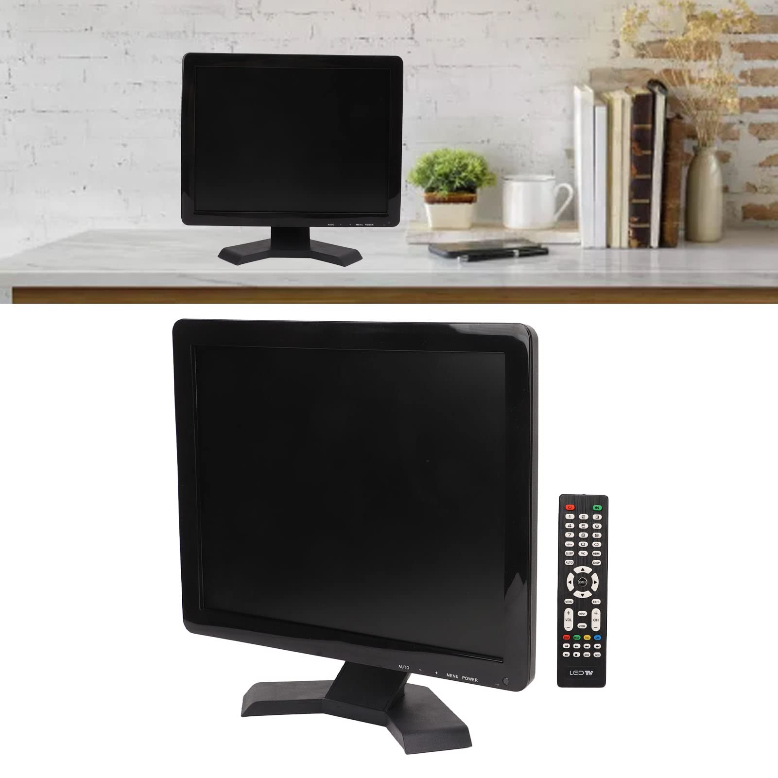 Qinlorgo USB VGA AV BNC DC Input Monitor, 100-240V Easy Install 15 Inch TFT LCD Monitor with Clear Image for PC (US Plug)