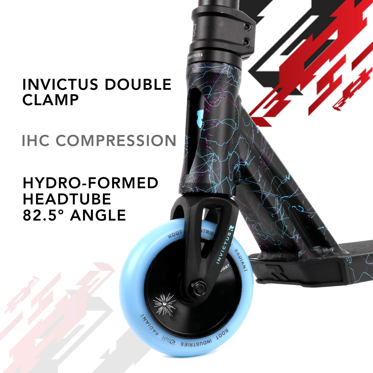 Invictus Complete Scooter - Stunt Scooters - Professional Scooter for Any Age Rider - Pro Scooters for Kids Pro Scooters for Adults - Pro Scooter Deck, Pro Scooter Wheels - (Blk/Blu/PRP)