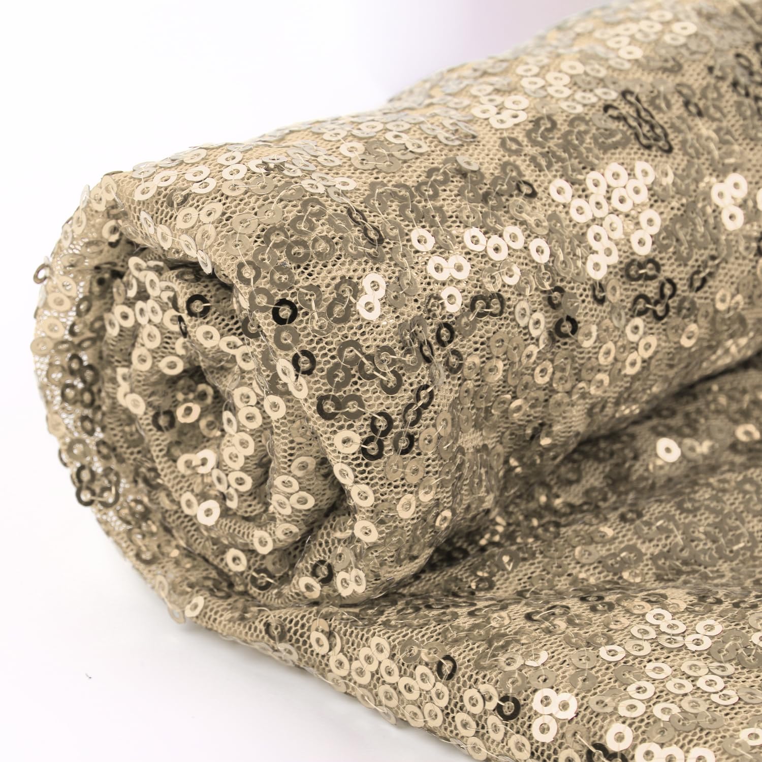 YIEMI Sequin Fabric,Sequin Fabric for Fashionable Clothing、Toy Decoration、Sequin Tablecloth and DIY Etc.(1 Yard, Shallow Gold)