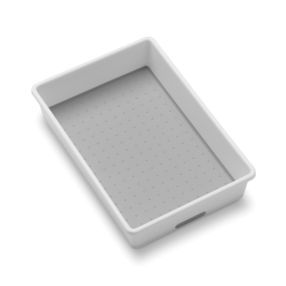 madesmart Classic Mini Utensil Tray - White & Classic 9.75" x 6.75" Bin - White | CLASSIC COLLECTION | Soft-grip Lining and Non-slip Rubber Feet | BPA-Free