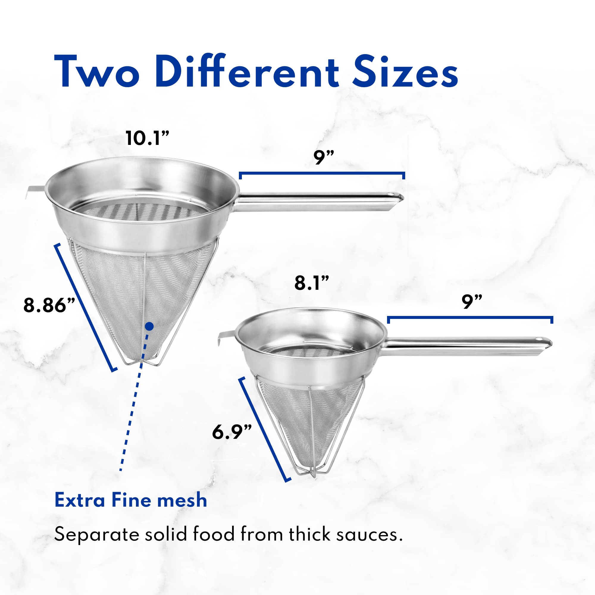 New Star Foodservice 537454 Stainless Steel Reinforced Bouillon Strainer, 10-Inch