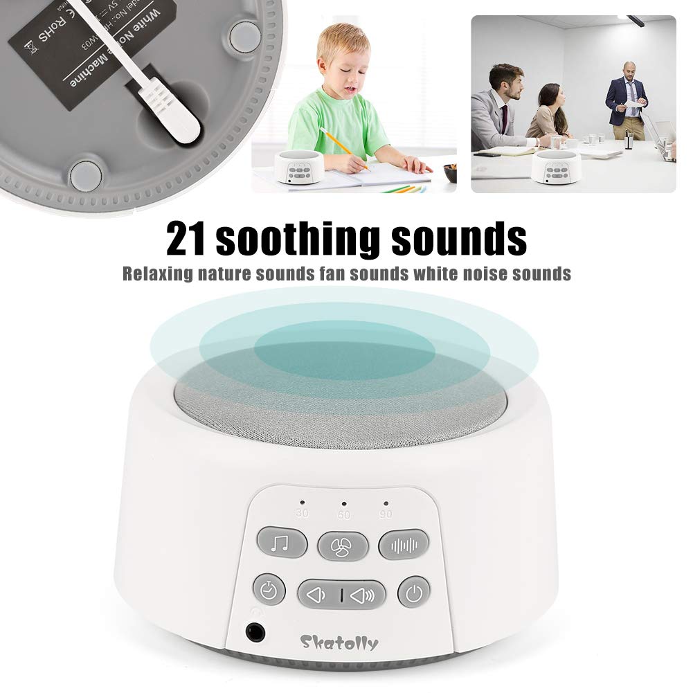 Sound Machines White Noise Machine with 24 Natural Soothing Sounds, 4 Sleep Timer Powered by AC or USB for Baby Kids Adults