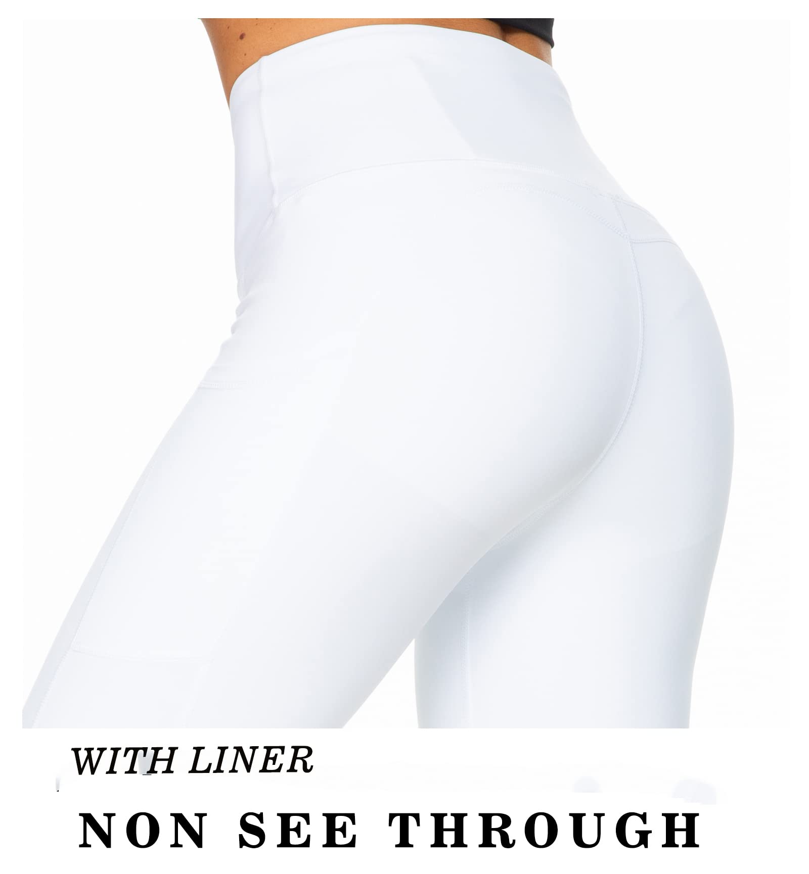 Kcutteyg Yoga Pants for Women with Pockets High Waisted Leggings Workout Sports Running Athletic Pants (White, Medium)