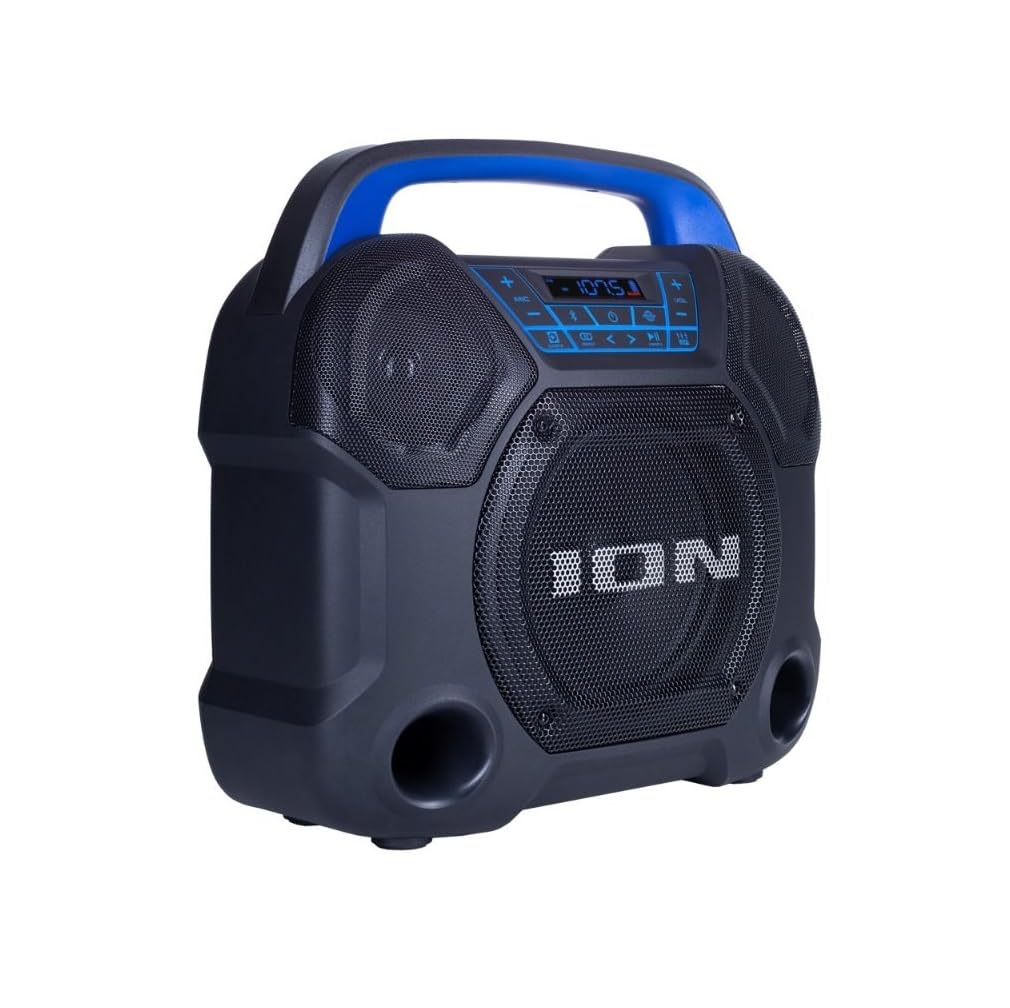 Ion Explorer Express Outdoor Party Speaker with Rechargeable Battery, Bluetooth and Radio for Birthday, Pool Party, BBQ β Premium Wide Sound, Three Speakers, USB Charging & App (Renewed)