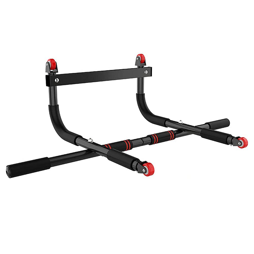 KDFJ Adjustable Indoor Fitness Horizontal Bar Pull-Up Workout Handles Chin-Up Gym Equipment Home Fitness Exercise Heavy Duty Trainer-Black