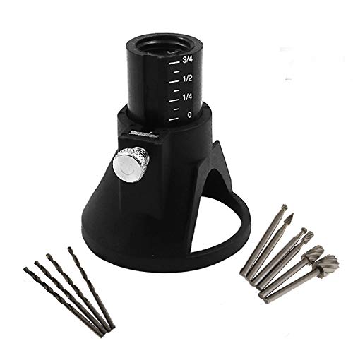 Rotary Multi Tool Cutting Guide Attachment Kit with 6pcs 1/8”(3mm) Shank HSS Routing Router Bits and 4pcs Twist Drill Bit for Rotary
