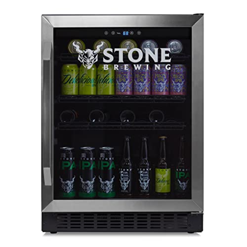 NewAir Stone Brewing 180 Can FlipShelf Beverage and Beer Refrigerator, 24β Built-In or Freestanding Wine Cooler with Reversible Shelves, Perfect for Bar, Gamer Room, or Office