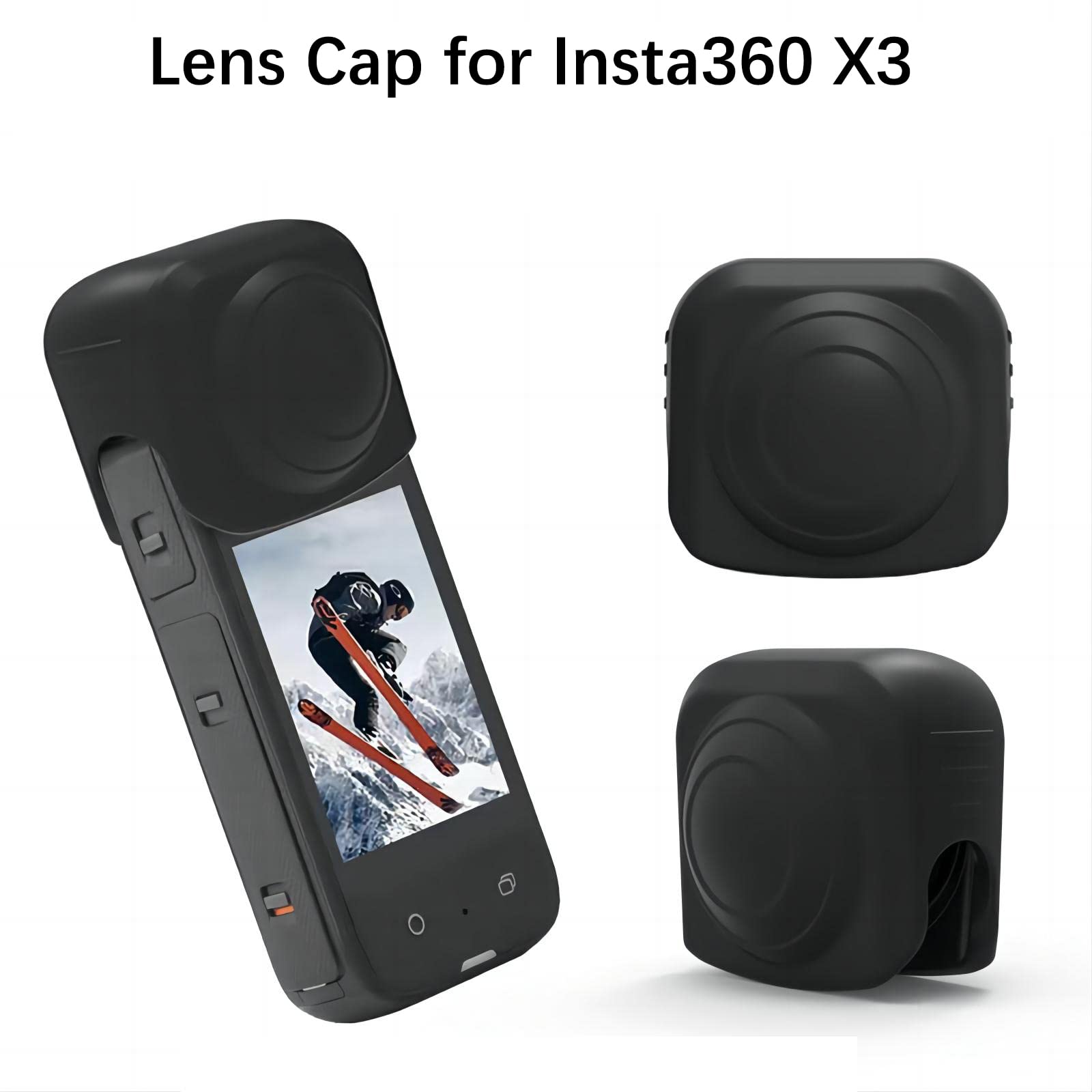 qmhaonan Lens Cap for Insta360 X3, Insta360 X3 Lens Guard, Silicone Protector for Insta360 X3 Camera, Dust-Proof, Water-Proof and Scratch Resistant Silicone Accessory(Black)