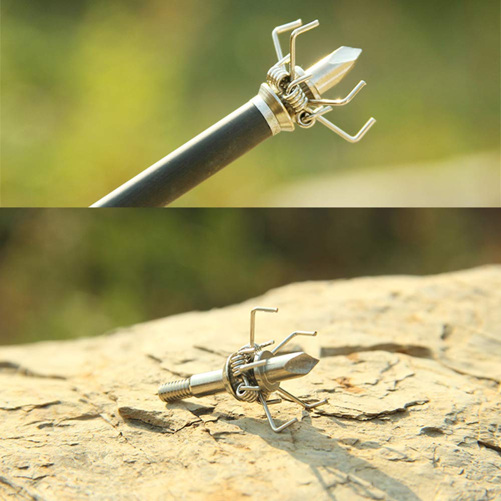 Jocoo 12PK Archery Judo Broadheads Points Tips + 1PK Storage Box, 100Grain Paw Point 4mm Steel Arrowheads for Hunting Small Animals (Sharp)