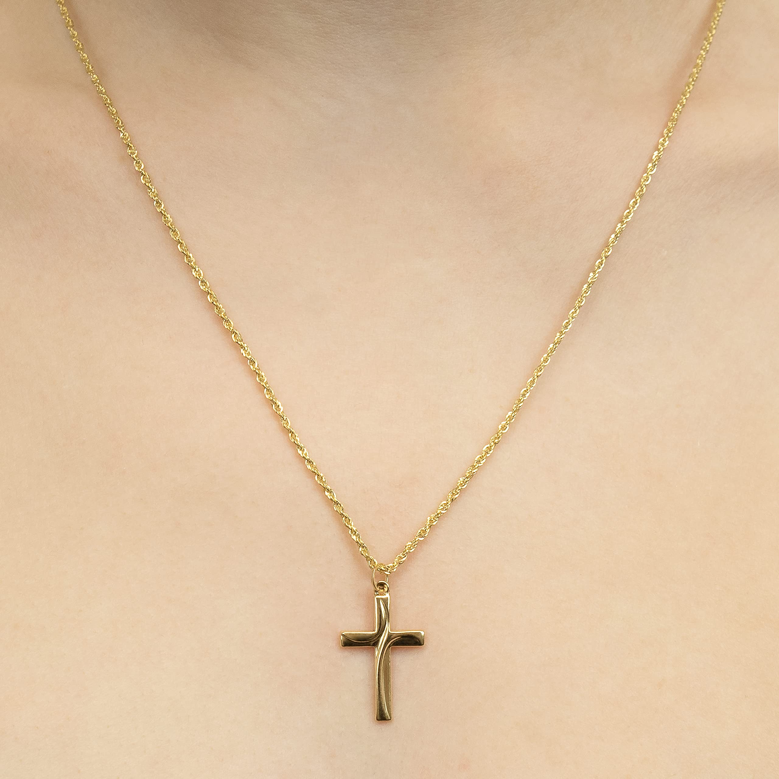 JULIETTE COLLECTION 14K Yellow Gold Embossed Swirl Cross Religious Pendant/Charm for Men and Women