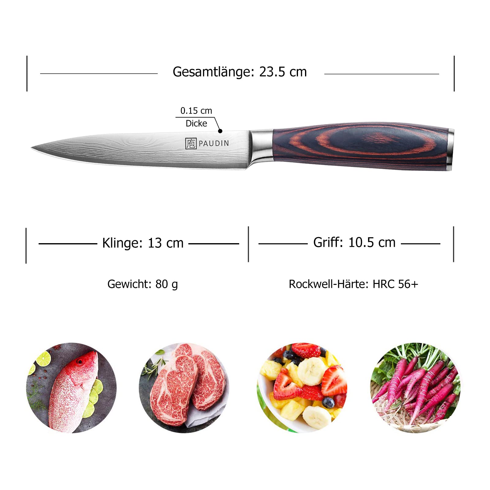 PAUDIN Bread Knife + Utility Knife 5 inch