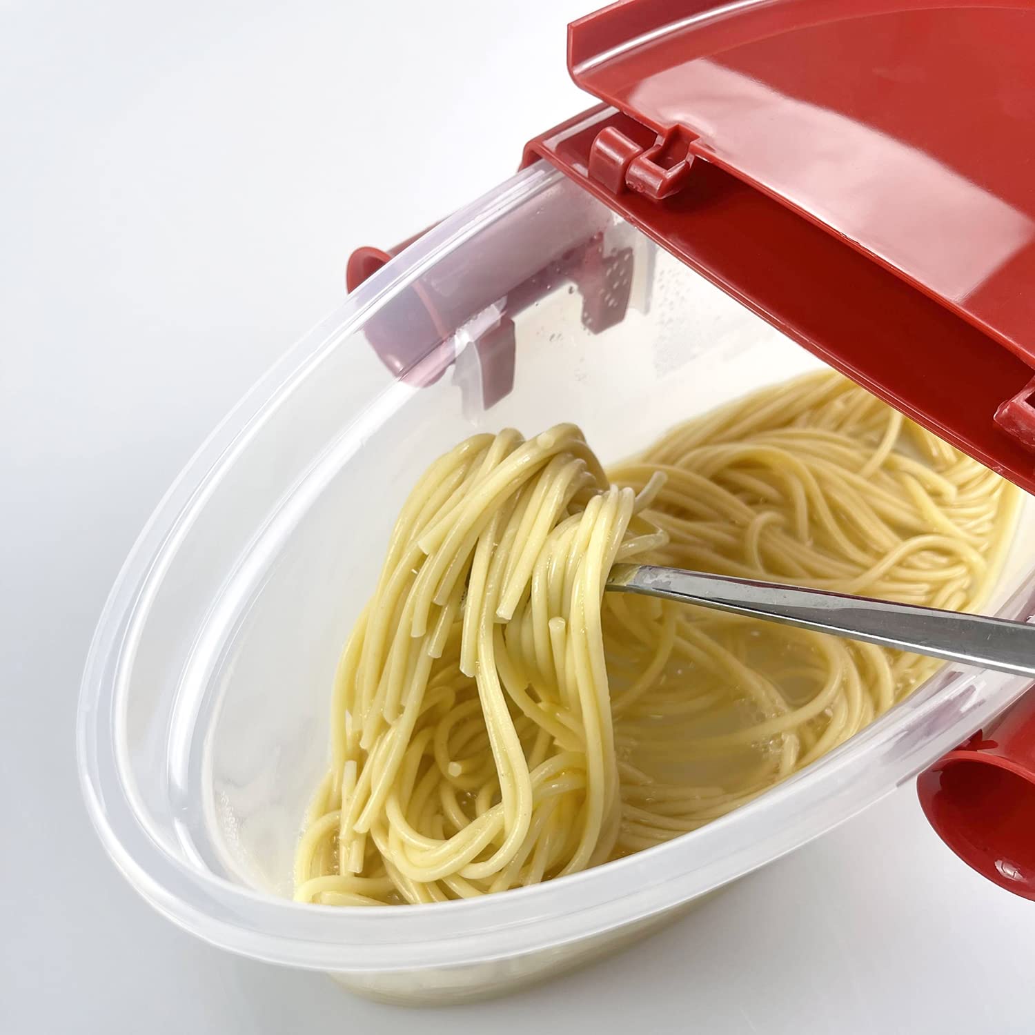 MOCHEE Microwave Pasta Boat with Strainer Pasta Cooker for Pasta, Rice, Vegetables, Chicken
