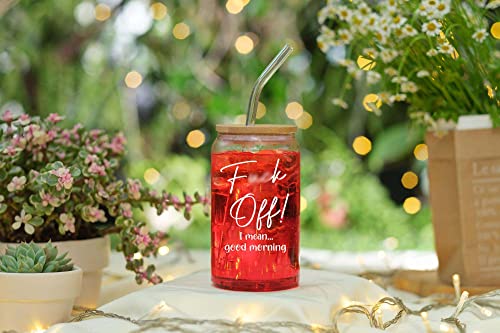 NewEleven Glass Cups With Bamboo Lids and Straws For Coffee, Boha Tea, Smoothie, Cocktail - Iced Coffee Cup, Smoothie Cup, Reusable Boba Cup - 16 Oz Coffee Glassā¦