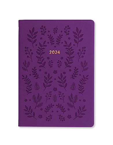 Letts Woodland A5 week to view 2024 diary - purple