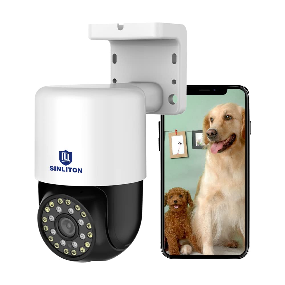Sinliton 4MP Security Camera, Outdoor/Home Monitor Pan-Tilt 360° View Security Cameras, 2.4G WiFi Camera, Motion Detection Alarm, 2 Way Audio,SD/Cloud Storage, IP66