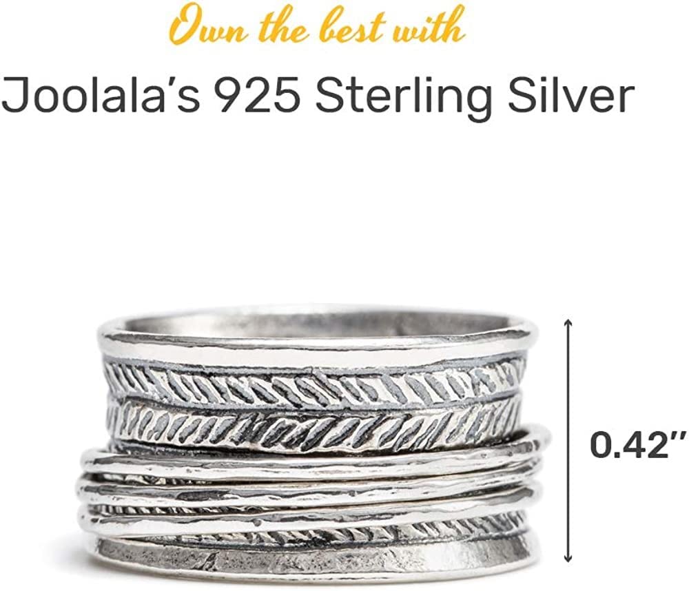 Joolala Spinning Band 925 Sterling Silver Women’s Ring Elegant Stylish Design – Various Models – Gorgeous Oxidized Finish – Ideal Promise Ring, Everyday, Anniversary (7)