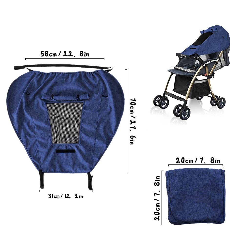 Pram Sunshade Sun Cover, Sun Shade Stroller for Baby, Universal Waterproof Stroller Sunshade Cover Anti-UV with Viewing Window for Stroller, Dark Blue