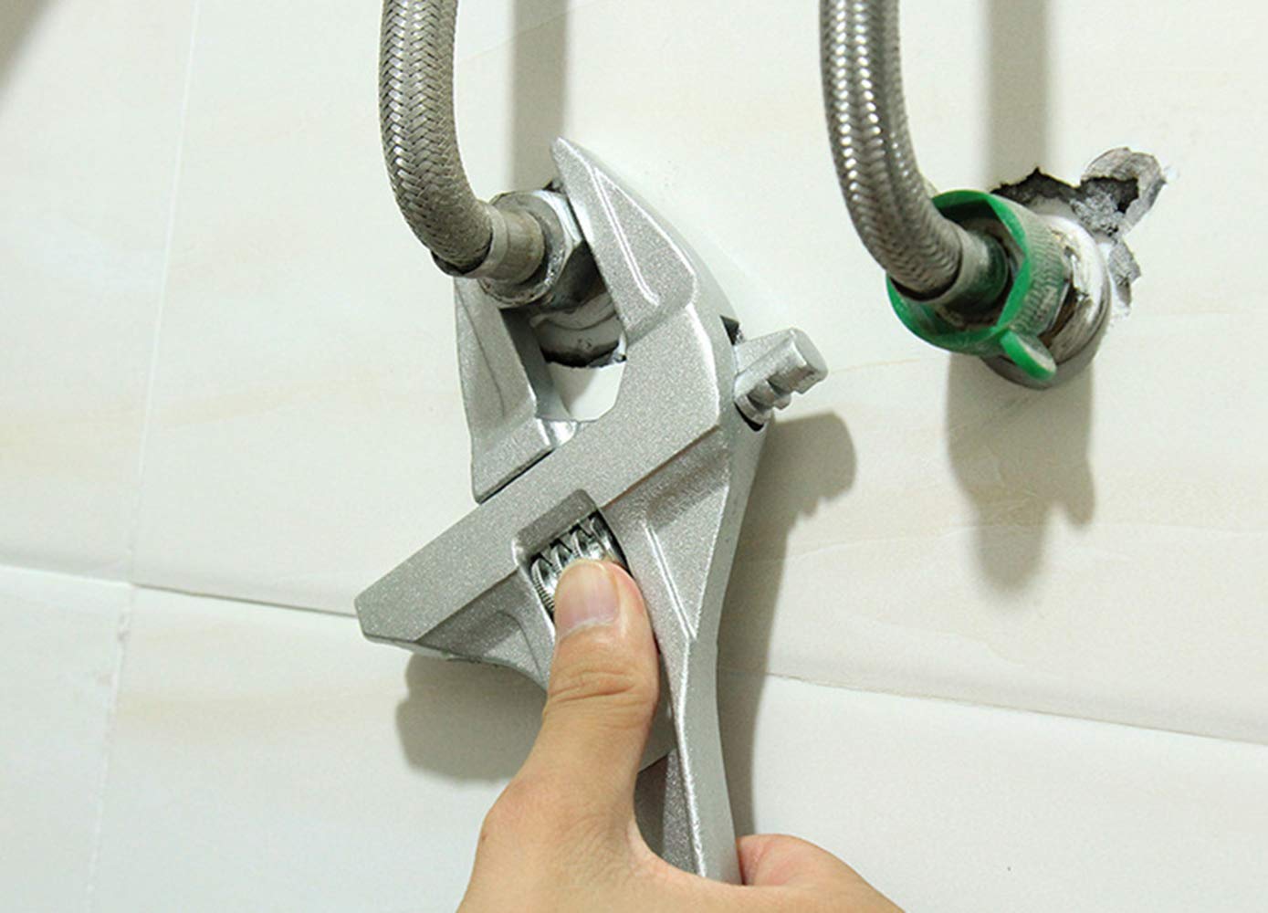 Sehfupoye Adjustable Wrench Large Opening Bathroom Spanner Wrenches Wide Jaw 6-68mm Aluminum Alloy Spanner Wrenches Shank Plumber