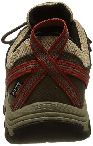 KEEN Men's Ridge Flex Low Height Waterproof Hiking Shoes, Timberwolf/Ketchup, 12 Wide