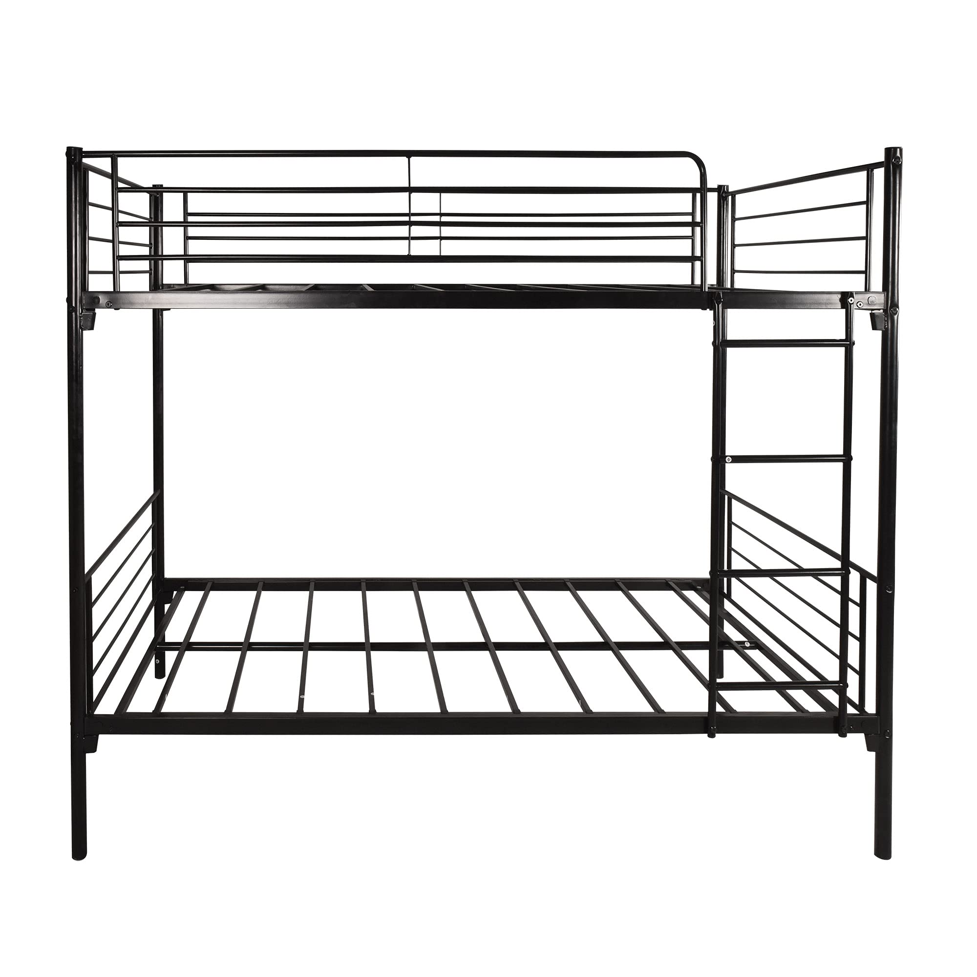 HAUSHECK Metal Bunk Beds Twin Over Twin Size, Bed Frame with Removable Ladder & Enhanced Upper-Level Guardrail, Space-Saving, No Box Spring Needed, Heavy Duty Sturdy Frame for Junior & Adults