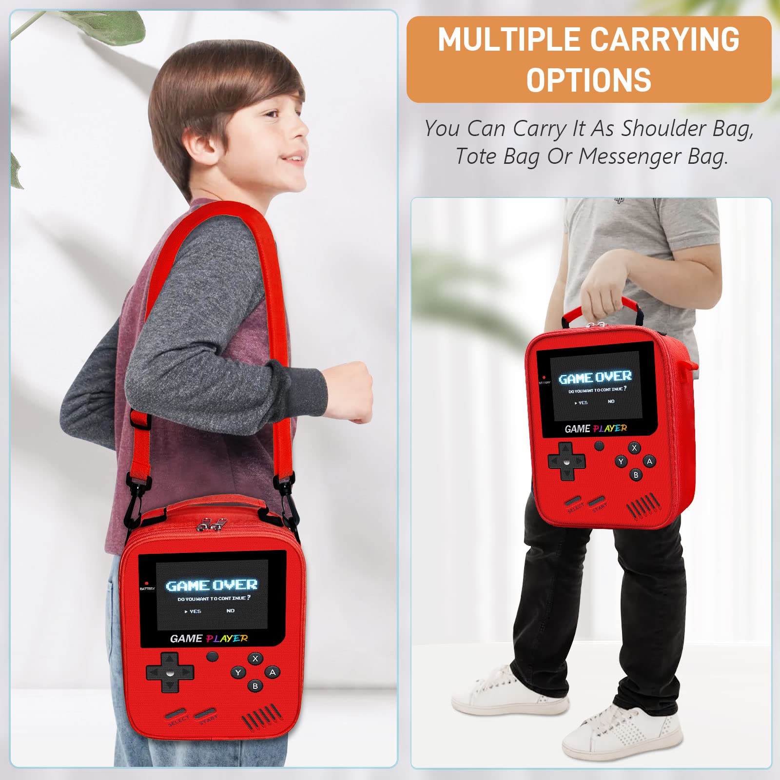 Lunch Box for Gamer Lunch Bag,Insulated Video Game Lunch Boxes Waterproof Leakproof with Adjustable Shoulder Strap