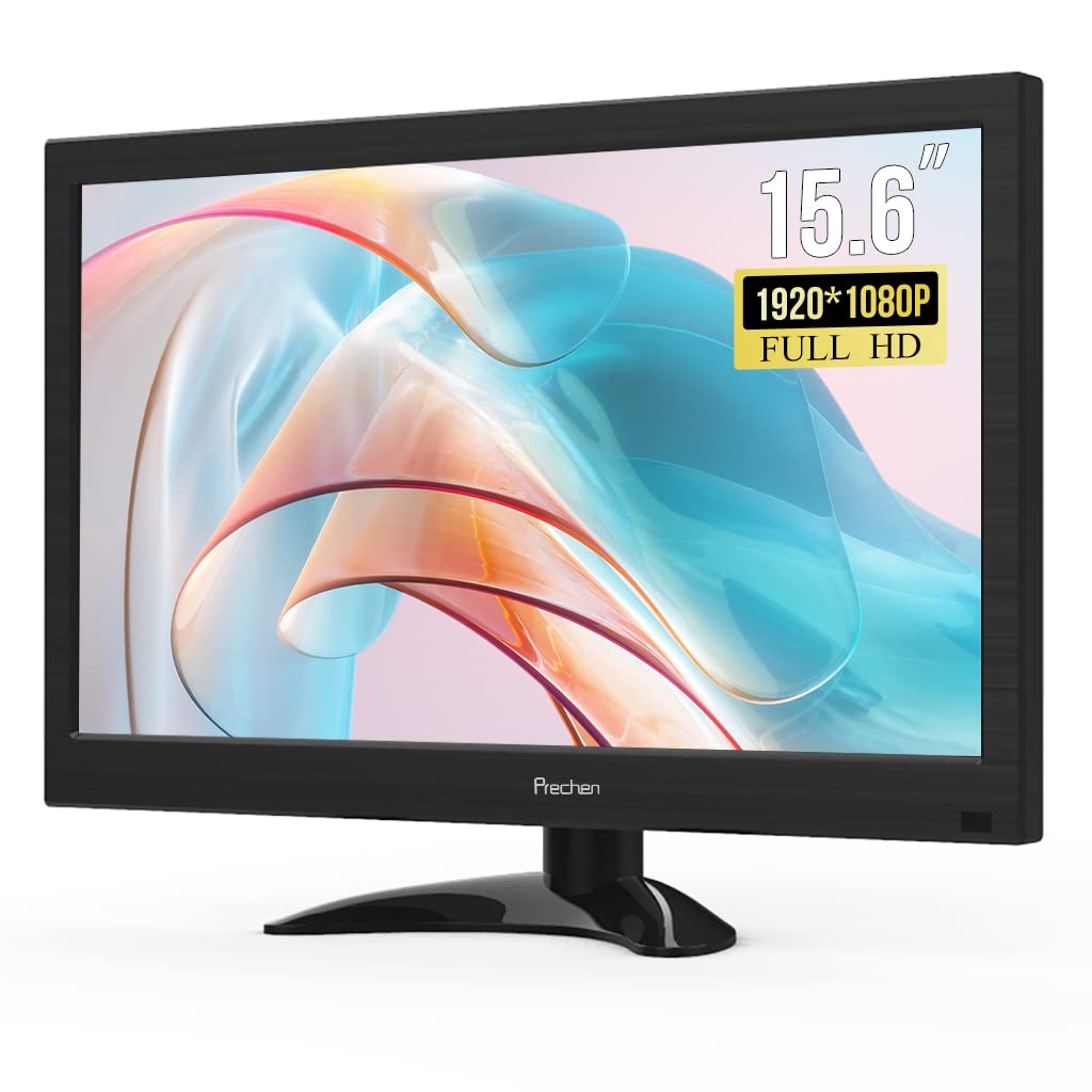 Prechen 15.6 Inch PC Monitor Full HD 1920X1080 LED Monitor with HDMI VGA Input Computer Monitor Display with 60 Hz, 5Ms, Built-in Speaker,5ms Response Time, VESA Mounting
