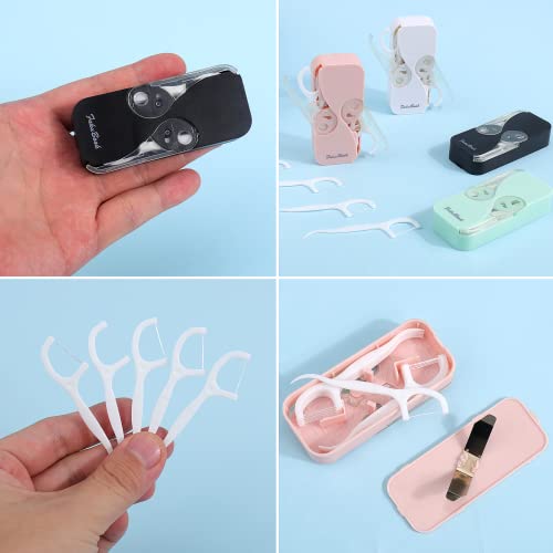 XANGNIER Portable Floss Dispenser,4 Pack Dental Floss Picks Dispenser,Dental Floss Portable Case,Automatic Floss Organizer for Women Men Teeth Cleaning