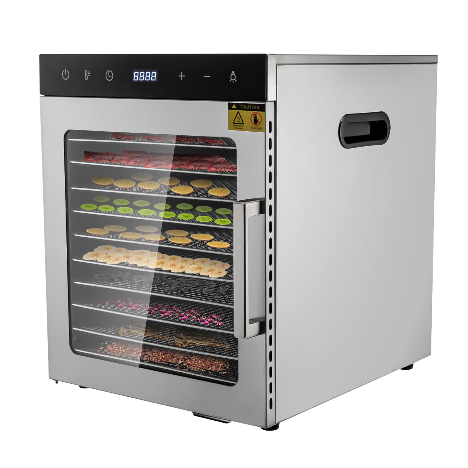 Xlsdlvcnxz 800W Commercial Food Dehydrator,10/12 Trays Stainless Steel Trays,Food Dehydrator Machine with Digital Temperature and Timer for Food and Jerky, Herbs, Veggies, Fruits (10-tray)