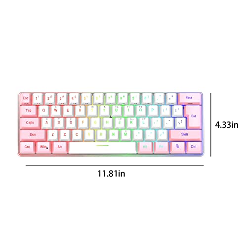 Qonioi Mechanical Keyboard Wired RGB Rainbow Backlit Keyboard, Keyboard Mechanical Gaming Keyboard 61 Keys for Computer/Laptop, PC Ergonomic