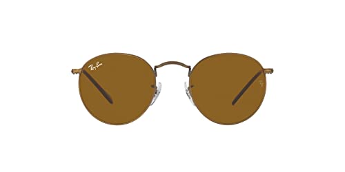 Ray-Ban Rb3447 Round Metal Sunglasses, Antique Gold/Brown, 47 mm
