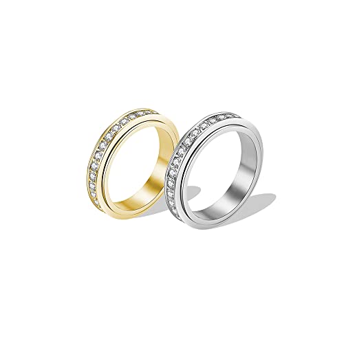 MIFYNN Vikanda Thermogenic Moissanite Spinner Ring - Gold Spinner Rings Use It to Relieve Your Child Stress,Anxiety Ring for Women Gift for My Stepdaughter