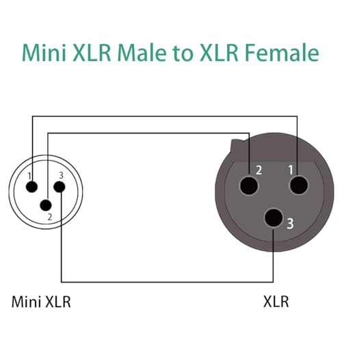 JOMLEY Mini XLR to XLR Cable,XLR Female to Mini XLR Male Microphone Audio Cable for Blackmagic Pocket 4K Camera Video Assist 4K - 1ft