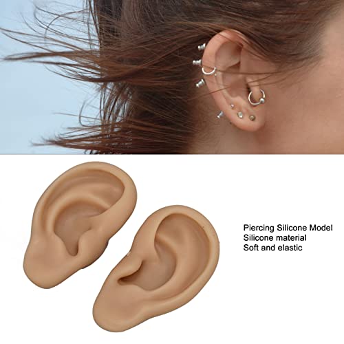 Silicone Ear Model Kit Include 1PC Nose Mouth Model and 1 Pair Ear Model Ear Model Display Nose Model Practice Nose Mouth Prop Teaching Tool for Piercing Practice